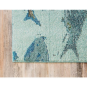 Unique Loom Positano Collection Coastal Modern Fish Light Blue Area Rug (4' x 6')