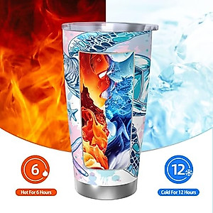 AYCZN Watercolor Ocean Turtle 20 OZ Tumbler Stainless Steel Travel Coffee Mug, Sea Starfish Insulated Water Bottle with Lid Leakproof Thermal Cup