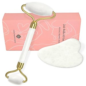 YLTNEUQER Gua Sha Facial Massage Tool & Jade Roller Set, Facial Massager for Face, Neck, Back, Arms, Legs, Eye,SPA Gifts for Women Gua Sha Facial Massager Reduce Puffiness and Improve Wrinkles