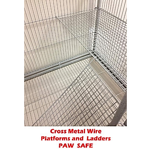 Extra Large Wrought Iron Chew-Proof 4-Levels Narrow Bar Spacing Ferret Chinchilla Squirrel Sugar Glider Rats Mices Rabbit Squirrel Hamster Cage Easy Clean Pull Out Tray with Removable Rolling Stand