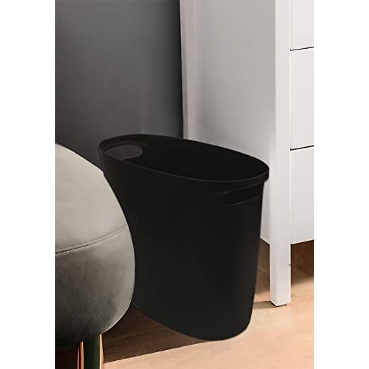 Feisco Small Trash Can,2.6 Gallon Plastic Bathroom Wastebasket Garbage Can for Bathroom Bedroom Kitchen Office (Pack of 2, Black)
