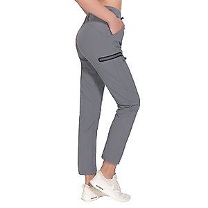 Little Donkey Andy Women's Ultra-Stretch Quick Dry Lightweight Ankle Pants Drawstring Active Travel Hiking Gray M
