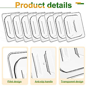 8 Pcs Polycarbonate Hotel Pan Lids with Handle 1/6 Size Food Pan Lid Clear Plastic Steam Table Pan Lid 6.9”x 6.3”Commercial Food Storage Containers Covers for Restaurant Hotel