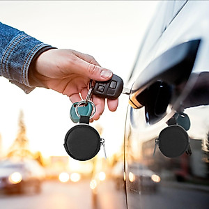 Portable Ring Organizer Case with Keychain, Traveling Ring Holder Storage Bag, Anti-Lost Keychain Container for Rings, Jewelry (1, Black)