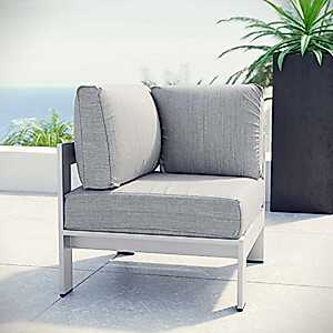Modway Shore Aluminum Outdoor Patio Corner Chair in Silver Gray