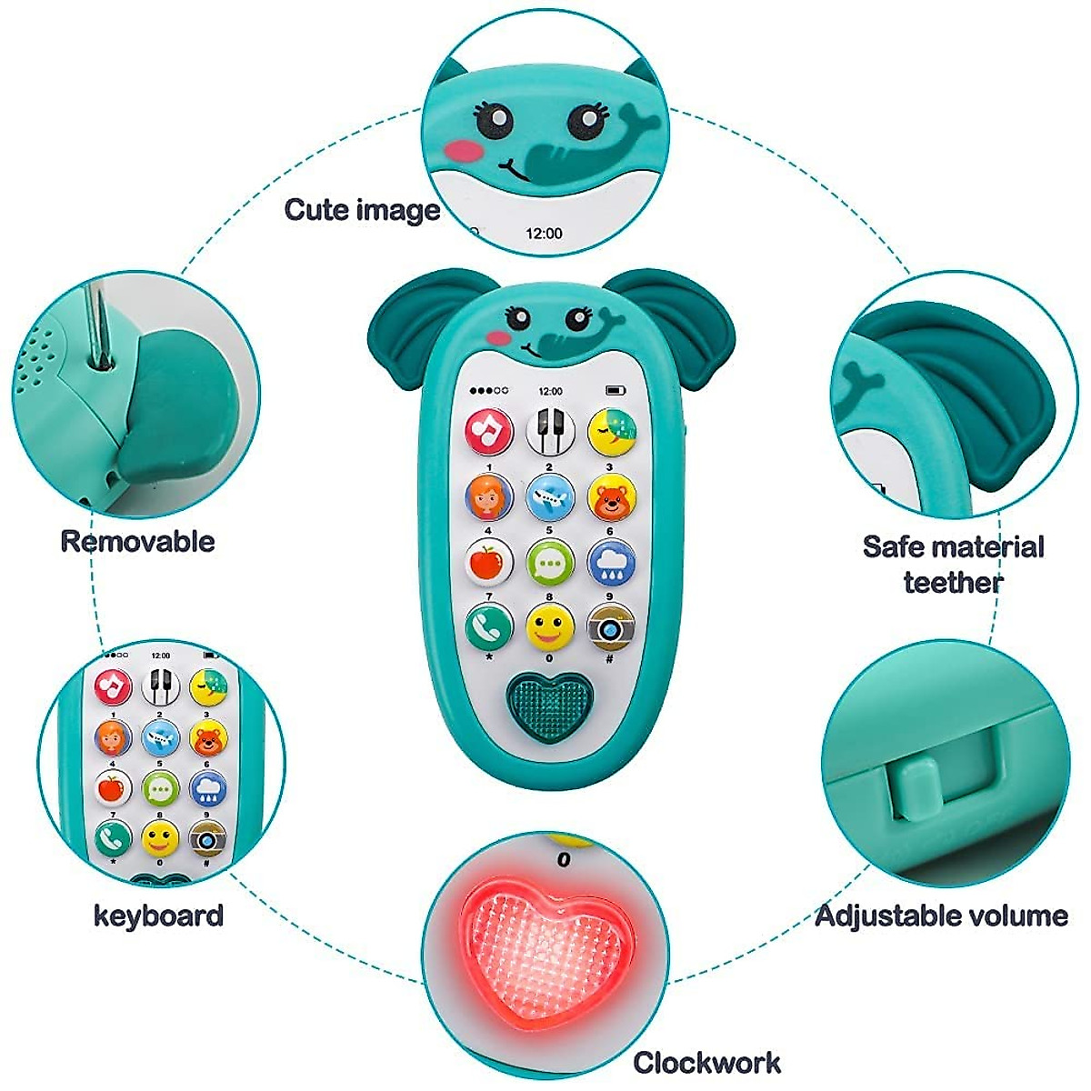 Baby Rattle Teether Toy Phone Set, 10PCS Infant Newborn Baby Toys 6 to 12 Months, Grab Spin Rattle Shaker with Storage Box, Infant Teething Toys for Toddlers Boys Girls