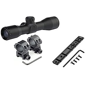 GOTICAL Ruger 10/22 and 3/8" Tactical 4x32 Compact Scope Rangefinder Reticle Hunting Riflescopes Cross-Hair Reticle and Ruger 10/22 Weaver and 3/8" Predrilled Receiver