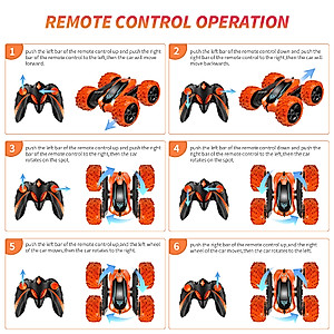 GaHoo Remote Control Car,2.4GHz Electric Race RC Stunt Car, Double Sided 360°Flips Rotating Vehicles with LED Headlights,4WD High Speed Off Road Truck Kids Toys for 3 4 5 6-12 Year Old Boy Girl Teens