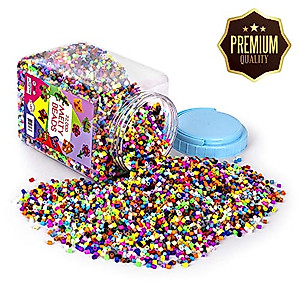Playkidz Fuse Beads, Bulk Assorted Multicolor Melty Beads for Kids Crafts, Big Bucket of 22000 pcs
