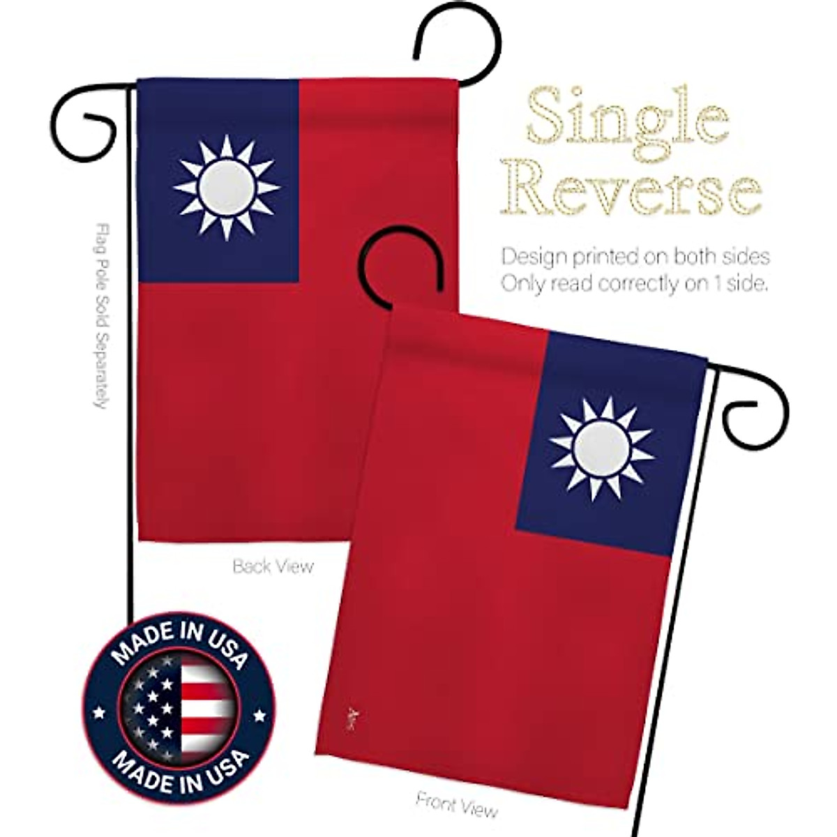 Americana Home & Garden Taiwan Garden Flag Set Wood Dowel Regional Nation International World Country Particular Area House Decoration Banner Small Yard Gift Double-Sided, Made in USA