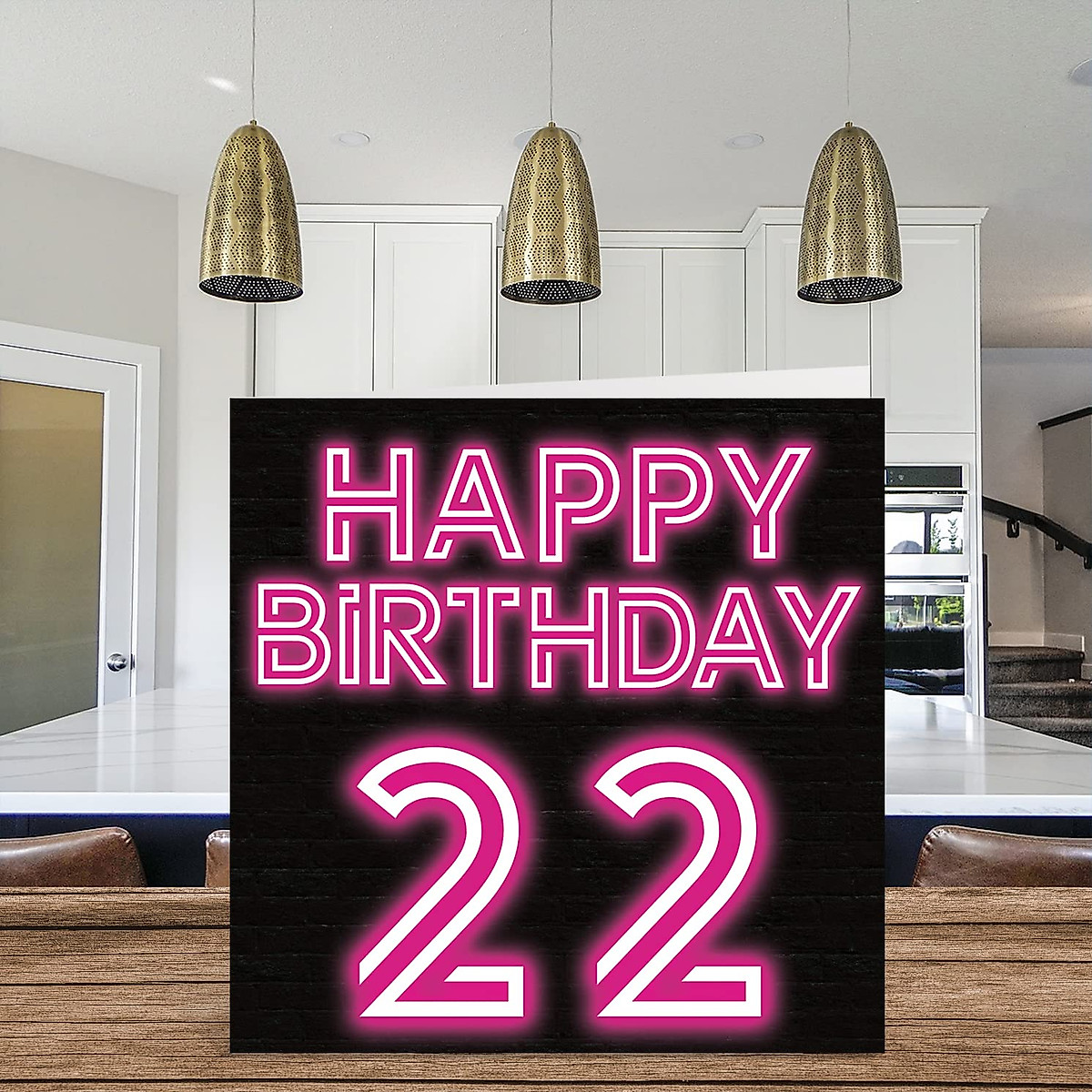 Fun 22nd Birthday Cards for Men Woman - Neon Glow - Happy Birthday Card for Son Daughter Brother Sister Grandson Granddaughter Niece Nephew Uncle, 5.7 x 5.7 Inch Greeting Cards, 22nd Birthday Card