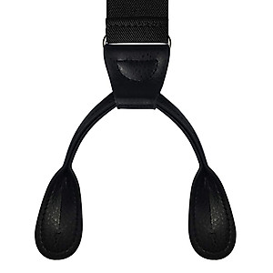 Moulen Men's Y-Back 1.4 Inches Wide Button End Elastic Adjustable Suspenders, Black
