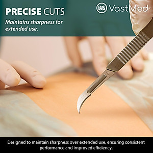 100PCs Dental Grade #12 Stainless Steel Sterile Surgical Blades by VASTMED | Individually Wrapped High Stainless Steel Dermablade Surgical Blade