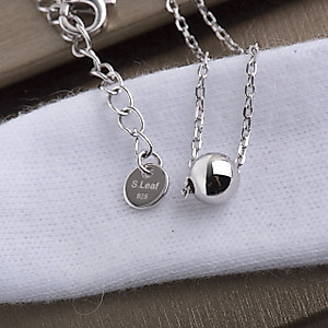 S.Leaf Sterling Silver Tiny Dot Necklace Round Circle Necklaces for Women Dainty Necklaces for Women Simple Necklaces for Women (06_ball_silver)