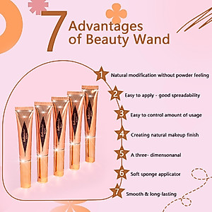 Lisara Contour Beauty Wand, Liquid Contour Stick Liquid Face Concealer Contouring with Cushion Applicator, Bronzer Stick Natural Matte Finish, Lightweight & Super Silky Cream Contour Stick(#05)