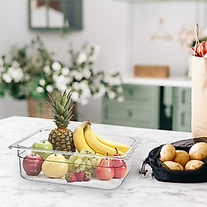 Bekith 2 Pack Clear Polycarbonate Food Pans with Lids, Half Size 4 Inch Deep, Stackable Plastic Food Pans for Commercial Kitchen Restaurant Food Prep, Freezer-Safe