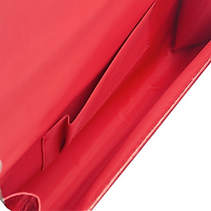 Large PU Leather Textured Shine Envelope Flap Clutch Evening Bag Handbag, Red