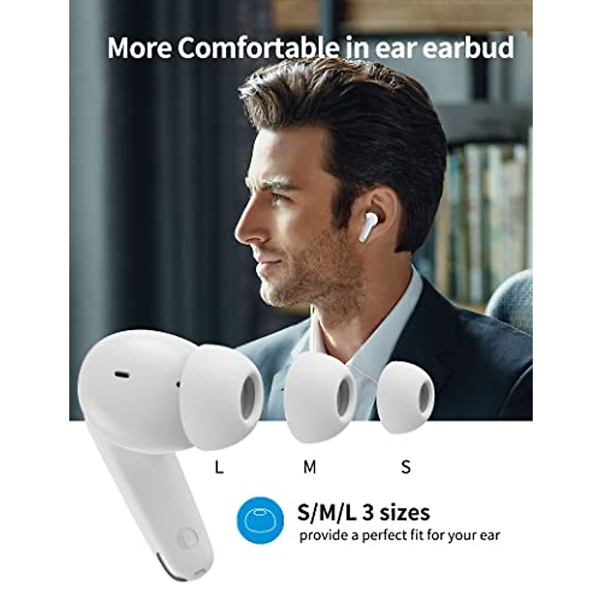 Wireless Earbuds 5.2 Bluetooth Headphones Deep Bass Noise Isolating Earphones with ENC Clear Call Microphone Touch Control IPX4 Sweat Resistant for iPhone 14 Pro Max Samsung S23 Ultra Google Pixel 7 6