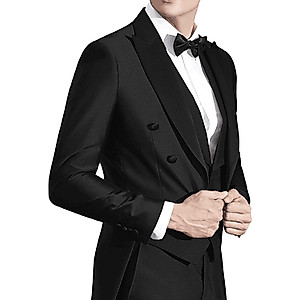 Men's Tailcoat 3 Pieces Formal Stylish Suits Prom Tuxedos Tail Coat Wedding Groomsmen(Blazer+Vest+Pants(34,Purple)