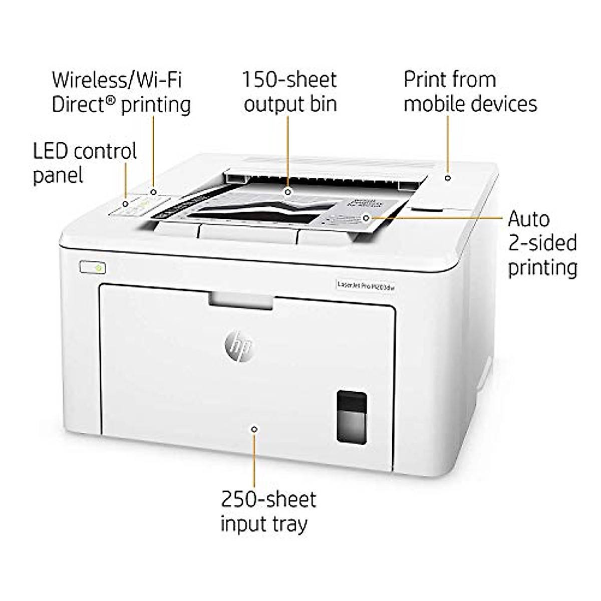 HP LaserJet Pro M203dw Wireless Monochrome Printer with built-in Ethernet & 2-sided printing, works with Alexa (G3Q47A)