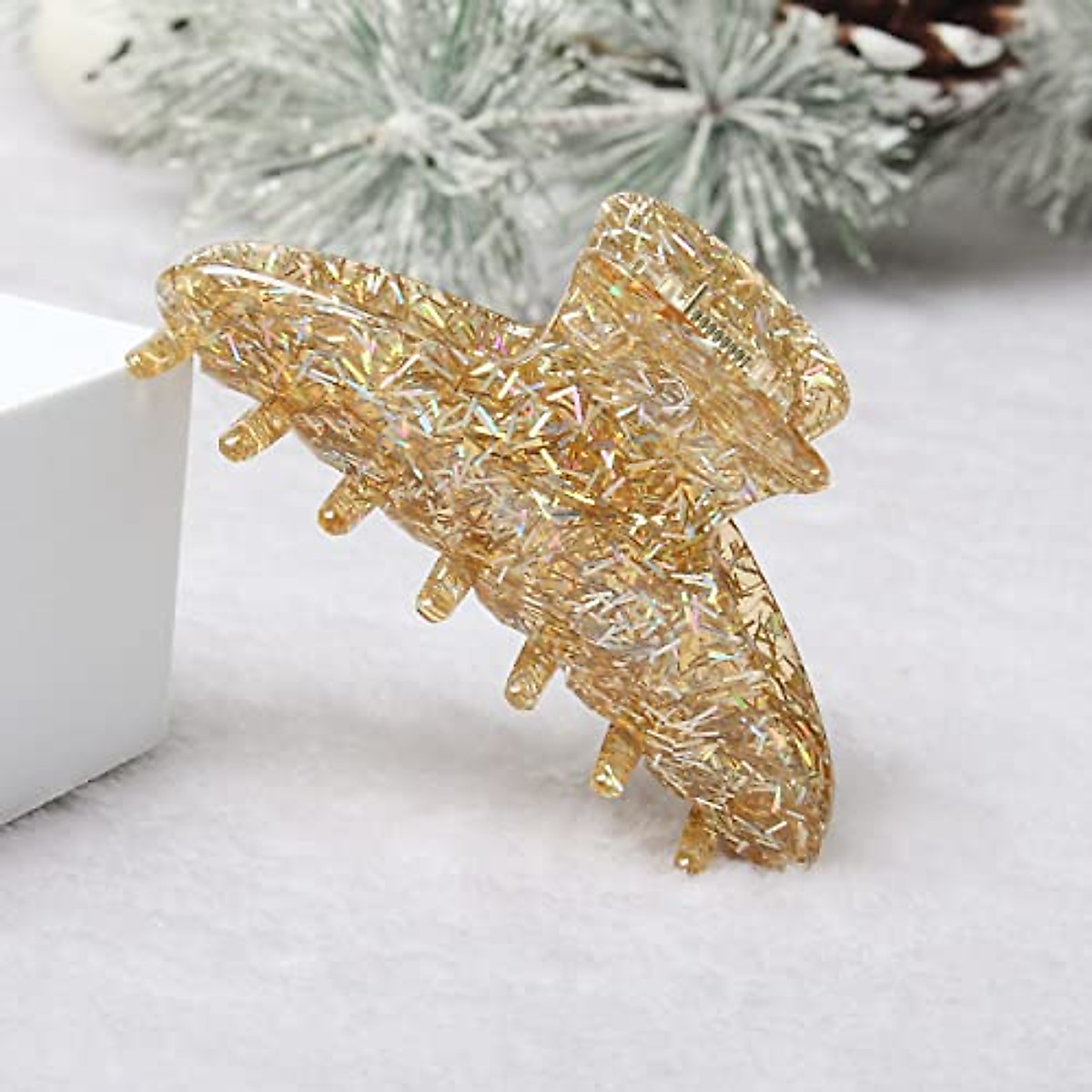 Christmas Hair Claw Clips for Women Girls Green Gold Hair Clips Cute Rhinestone Red Hair Claws Christmas Hair Accessories