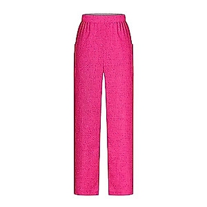 Ganfancp Wide Leg Trouser Pants for Women Ombre Tie Dye Elastic Waist Palazzo Pants Plus Size Straight Long Pant with Pockets