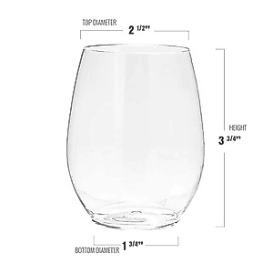 Smarty Had A Party 64 Pack Plastic Stemless Wine Glasses,12 Oz Clear Plastic Cups, Drinking Glasses, Order In Bulk Disposable Cups for Wedding Decorations, Holidays, Wine Glasses Stemless