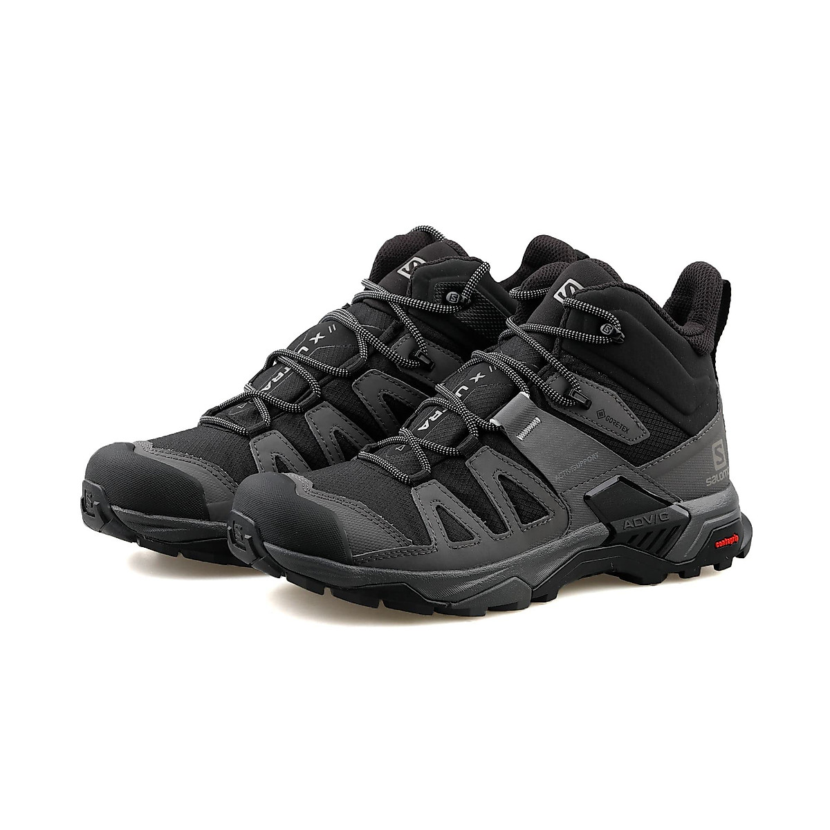 Salomon X Ultra 4 MID Gore-TEX Hiking Boots for Men, Black/Magnet/Pearl Blue, 10