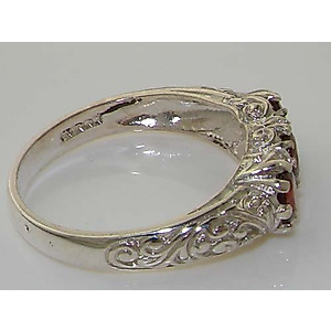 925 Sterling Silver Natural Garnet Womens Trilogy Ring - Size 11.75
