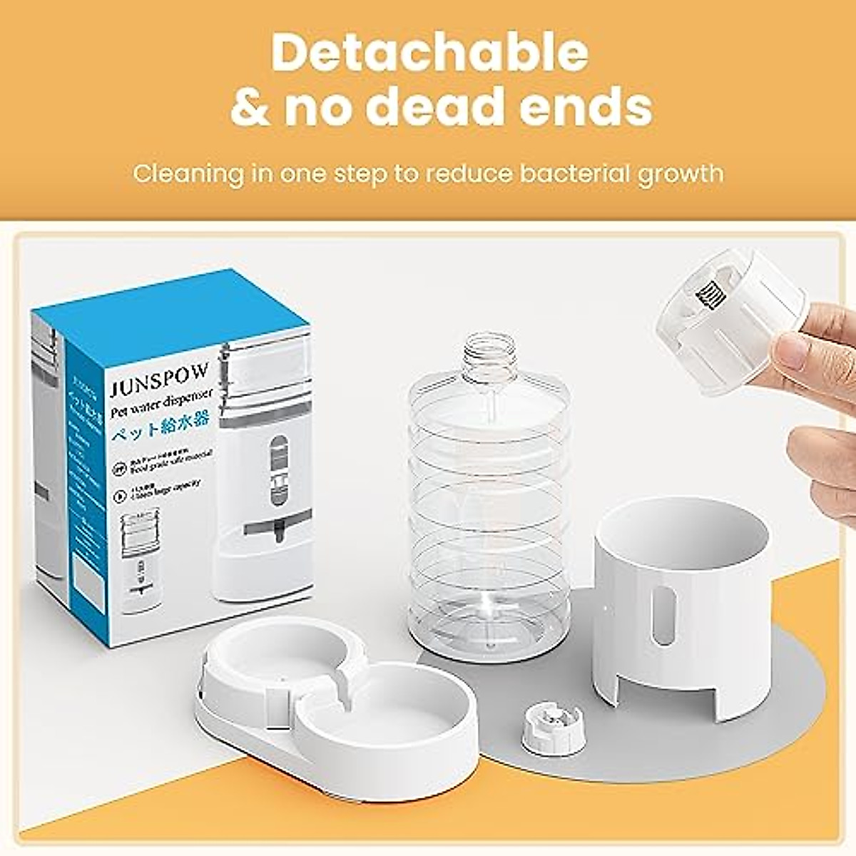 JUNSPOW Pet Water Dispenser 4L [Comes with Pet Placemat] Cat Dog Water Dispenser Automatic Water Dispenser Pet Water Bowl for Medium and Small Dog Cats