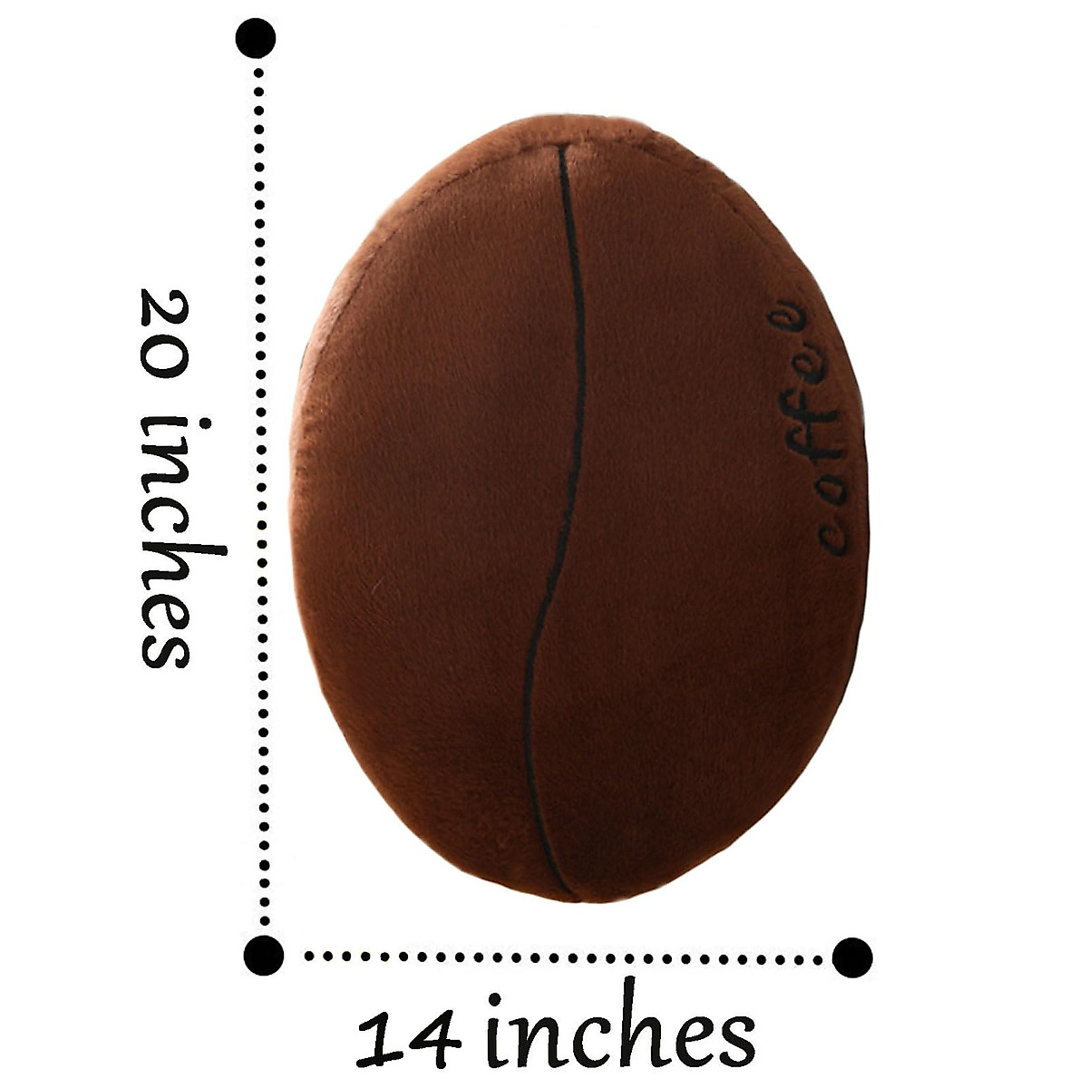 TZMAPU Coffee Bean Plush Pillow, Cute Stuffed Coffee Bean Sofa Cushion, Fruits Doll Toy, Cozy Pillow for Sofa, Office, Cushion, Lounge, Gifts for Kids and Adults（Coffee Color，20inch）