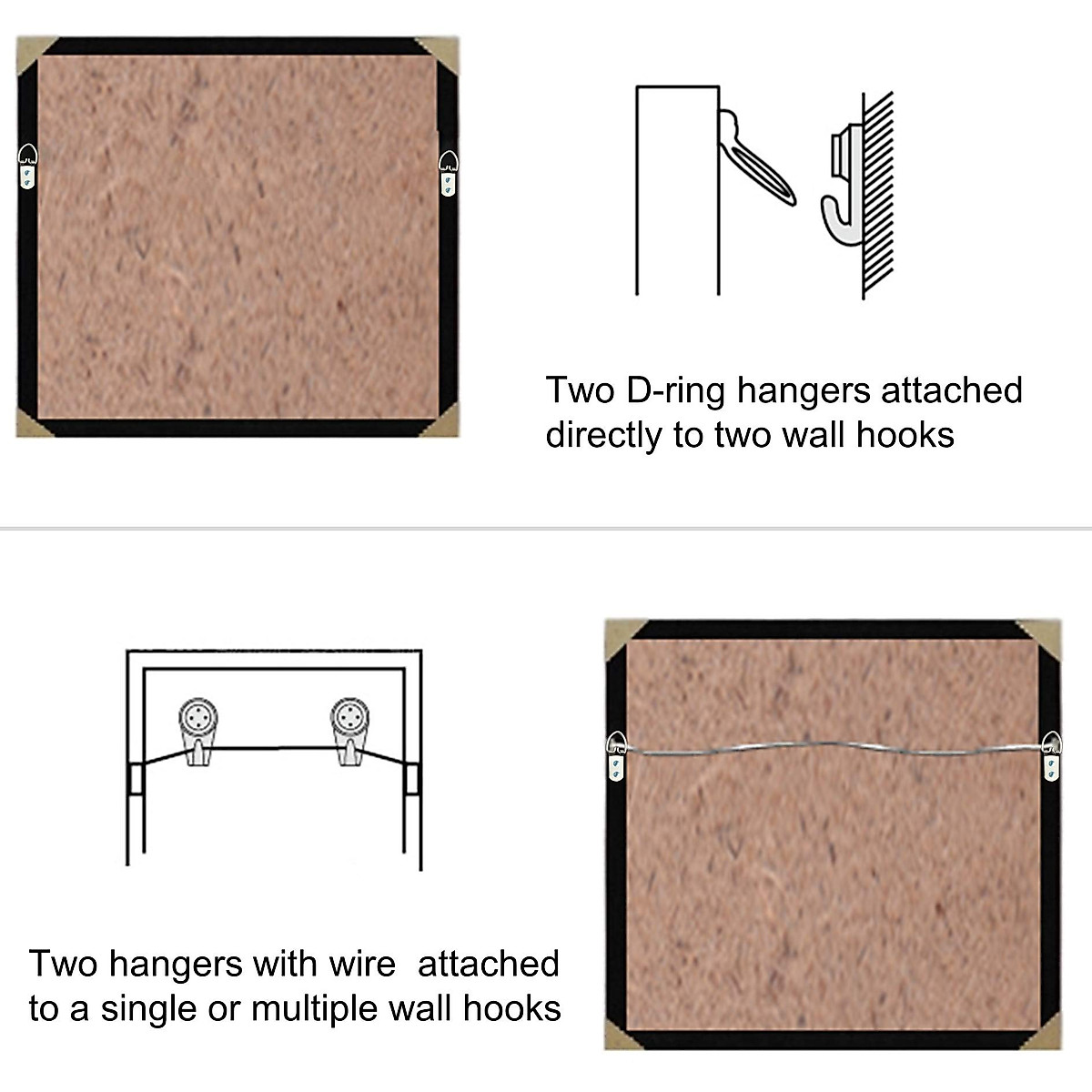 EesTeck 20 Pack D-Ring Steel Picture Hangers Heavy Duty with Screws Picture Frames Double Holes Clasp Picture Hang Solutions, for Hanging Clock Paintings Artwork Picture Frame Hook Photos Mirrors