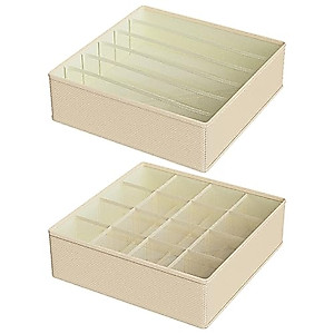 Alipis Sock Underwear Organizer Dividers Bra Storage Boxes Foldable Dresser Closet Cabinet Bins for Storing Bras Underpants Ties Belts Baby Clothes Dress Gloves Beige