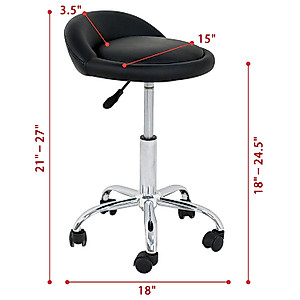 HomGarden Adjustable Hydraulic Rolling Swivel Stool for Massage Salon Office Facial Spa Medical Tattoo Chair Stool w/Backrest Cushion & Wheels, Set of 3