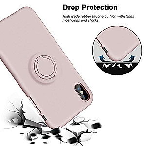 Vooii for iPhone Xs/X Case Kickstand | Baby Grade Liquid Silicone | 10ft Drop Tested Protective, Microfiber Lining Shockproof Full-Body Cover Case for iPhone Xs/X (Sand Pink)