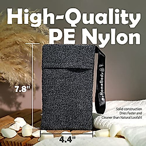 myHomeBody Soap Pocket Exfoliating Soap Saver Pouch | Body Scrubber Sponge, Exfoliator for Bath or Shower | for Large Bar Soap or Leftover Bits | Graphite Gray, 2 Pack + 2 Soap Lifting Pads