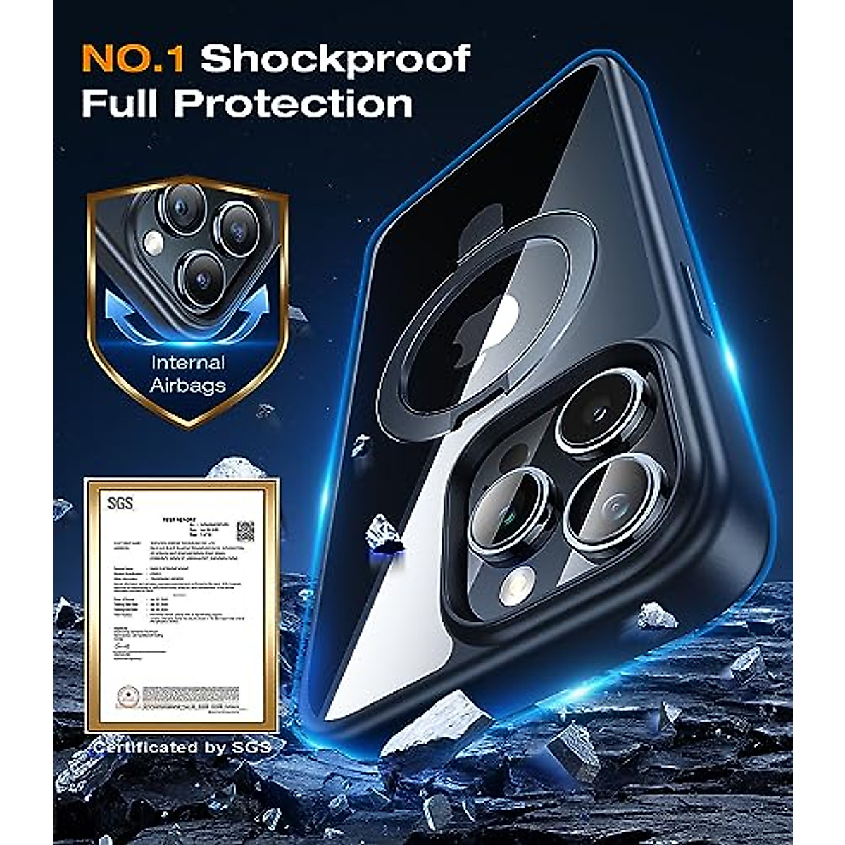 VICSEED for iPhone 14 Pro Max Case with Magsafe and Stand - 3 in 1 Clear [Non-Yellowing] [Permanent Magnetic] [Slim Yet Shockproof] for iPhone 14 Pro Max Phone Case for Men Women, Black