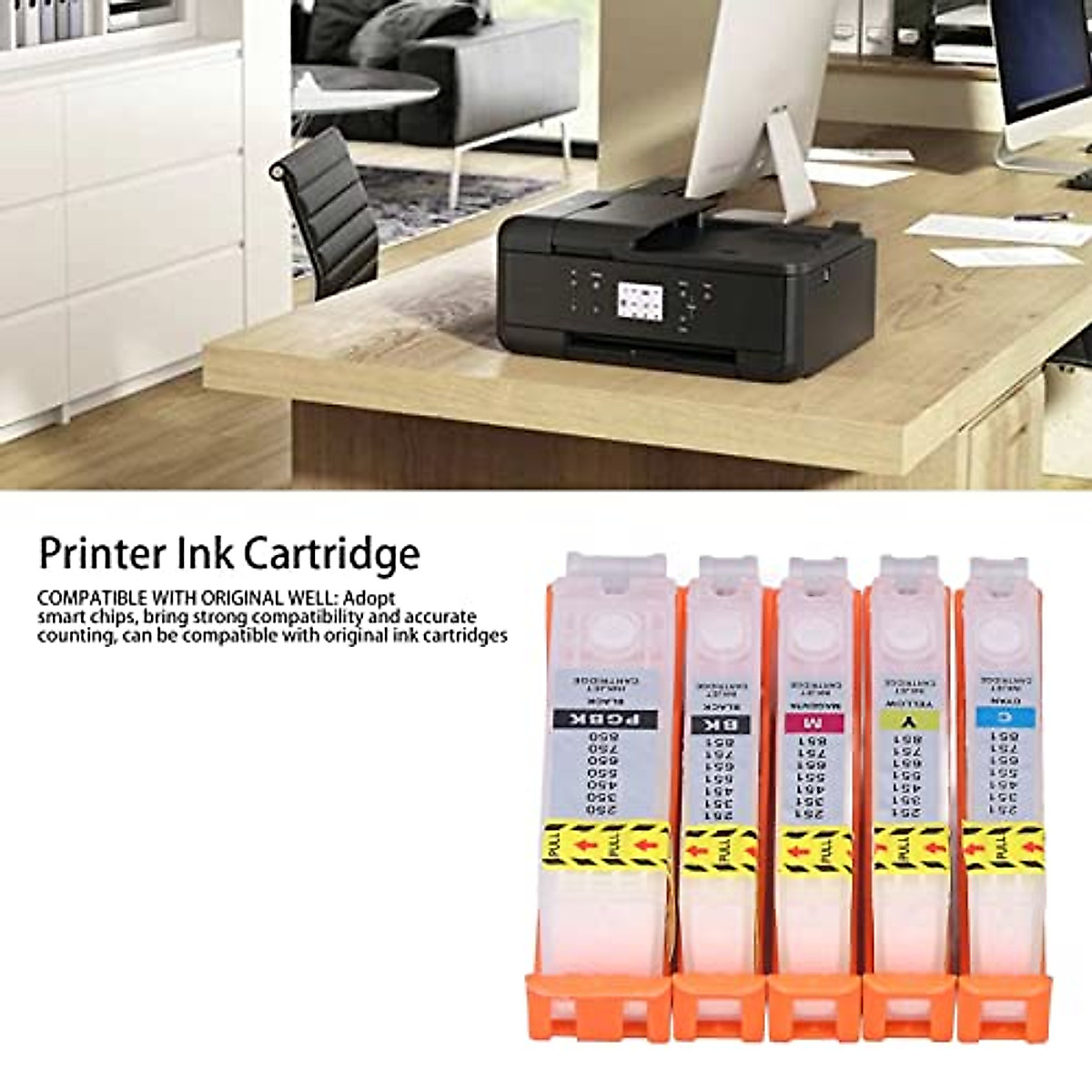 Walfront 5Pcs Ink Cartridge for PIXMA Ink Cartridge Replacement IP7250 MG6350 MG5450 MX925 MX725 MG6450 MG5550 IX6850 Printers