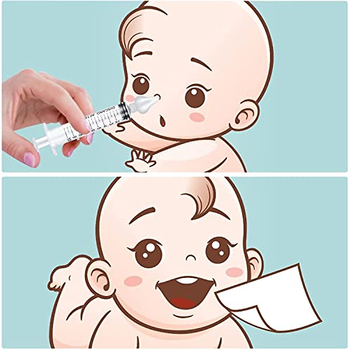 JUSONEY Baby Nose Syringe - Professional Fly Baby Irrigator with Clean and Reusable Silicone Nose Tips (2 Pieces)