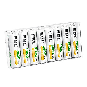 EBL Pack of 8 AA Batteries 2800mAh High Capacity Precharged Ni-MH AA Rechargeable Batteries