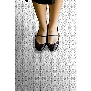 FloorPops FP2481 Kikko Peel Stick Floor Tiles, White & Off-White