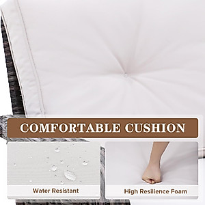 INTER HUT 4-Piece Outdoor Furniture Set - PE Rattan Wicker Loveseat, 2 Chairs, and Steel Table Conversation Set for Patio, Backyard, Poolside and Lawn