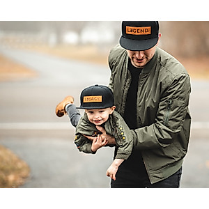 Legend and Legacy Genuine Leather Patch Hats Black Matching Father Son, Each Hat Sold Separately**(Legend - Adult)