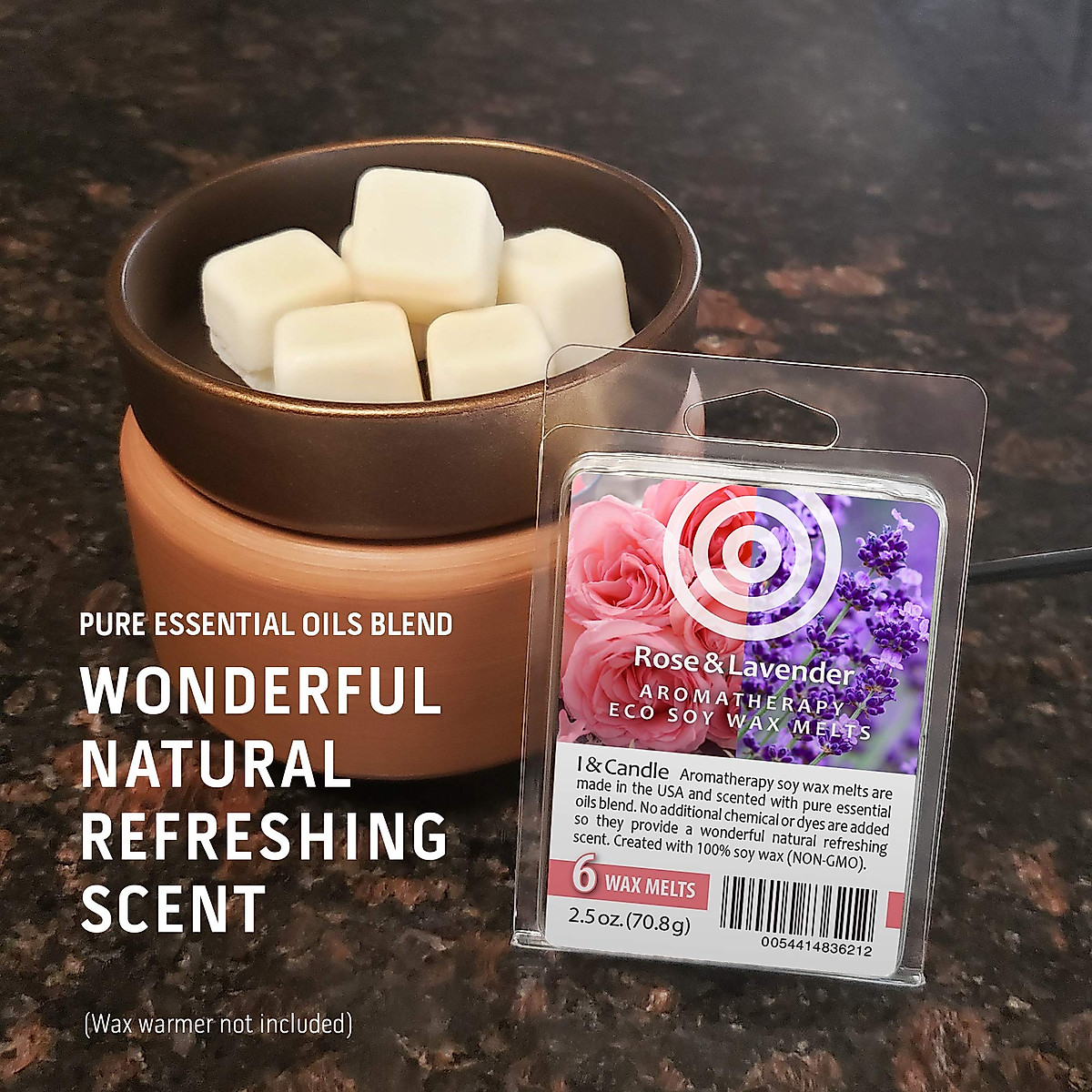 I & Candle, (Set of 4) Eucalyptus / Hibiscus & Citrus / Rose & Lavender / Rosemary & Mint Aromatherapy Wax Melts. 100% Soy Wax Non-GMO. Made in the USA