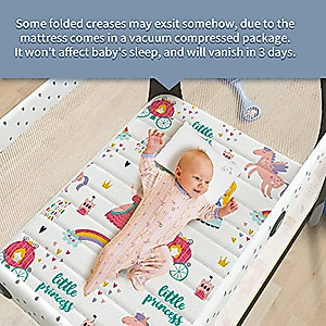 Moonlight Family Noiseless 3” Pack n Play Mattress, 38”x26” Premium Foam Portable Odorless & Steady Playard Mattress fits ONLY Playpens (28.5 * 39.5"), Princess