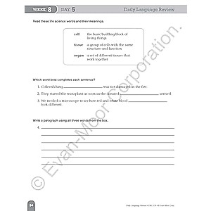 Evan-Moor Daily Language Review, Grade 6 Actvities Homeschooling & Classroom Resource Workbook, Reproducible Worksheets, Teacher Edition, Daily Practice, Skills Assessment, Grammar, Punctuation