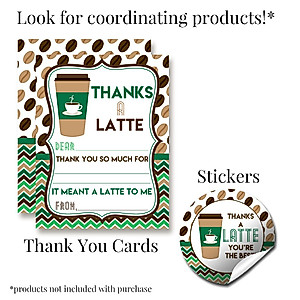 Latte Fun Green and Brown Coffee Birthday Party Invitations, 20 5x7 Fill In Cards with Twenty White Envelopes by AmandaCreation