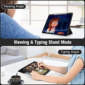 Fintie Hybrid Slim Case for iPad Pro 12.9-inch 6th Generation 2022, [Built-in Pencil Holder] Shockproof Cover w/Clear Transparent Back Shell, Also Fit iPad Pro 12.9" 5th/4th/3rd Gen, Black