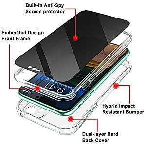 SURITCH Clear Case for iPhone 11, 【Privacy Screen Protector】【Edge to Edge】 Anti Spy Film Full Protection Hard Cover Hybrid TPU Bumper Rugged Case Anti Scratch Shockproof for iPhone 11 6.1"(Clear)