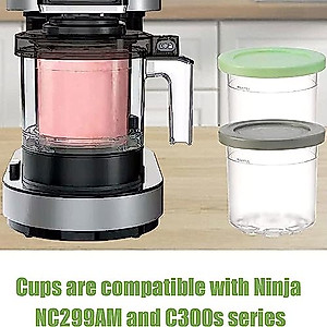 VRINO 2/4/6PCS Creami Deluxe Pints, for Ninja Creami Pints Lids,16 OZ Pint Containers Dishwasher Safe,Leak Proof Compatible NC301 NC300 NC299AMZ Series Ice Cream Maker,Blue+Green-2PCS